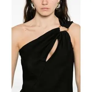 Max Mara One-shoulder Draped Midi Dress - Black