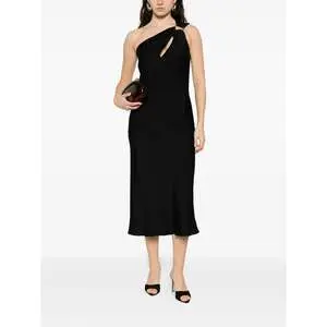 Max Mara One-shoulder Draped Midi Dress - Black