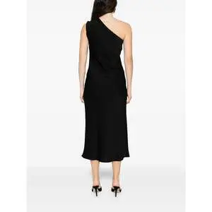Max Mara One-shoulder Draped Midi Dress - Black