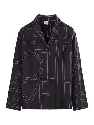 TOTEME Silk Monogram Shirt - Black