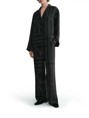 TOTEME Silk Monogram Shirt - Black