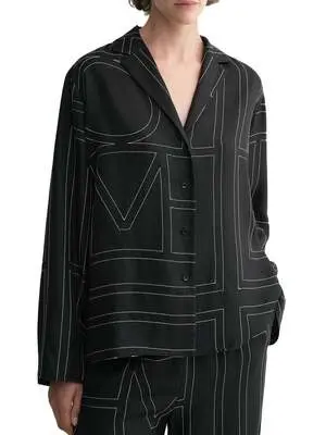 TOTEME Silk Monogram Shirt - Black