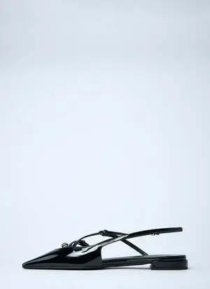 Miu Miu Patent Leather Slingback Ballerina Flats - Black