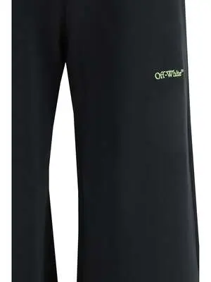 Off-White Cotton Wide Leg Sweatpants With Embroidered Logo