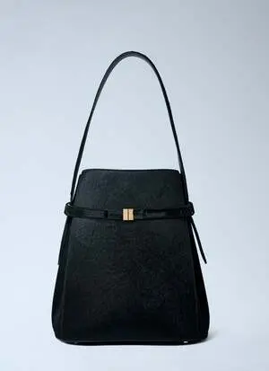 TOTEME Belted Pony Hair Bucket Bag - Black
