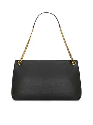 Saint Laurent Calypso Large Bag In Natural Grain Lambskin - Black