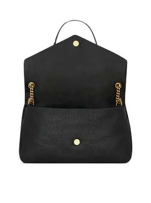 Saint Laurent Calypso Large Bag In Natural Grain Lambskin - Black