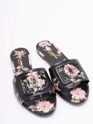 Dolce & Gabbana Floral Print Calf Leather Slides - Multicolor