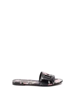 Dolce & Gabbana Floral Print Calf Leather Slides