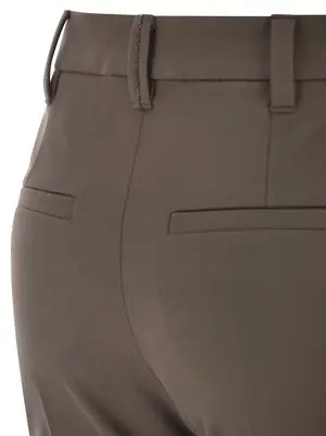Brunello Cucinelli Cigarette Trousers In Stretch Cotton - Brown