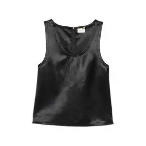 SAINT LAURENT SAINT LAURENT Sleeveless Black Top With Pleated Detail