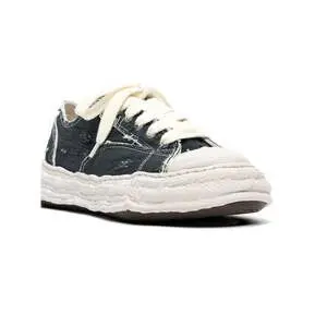 Mihara Yasuhiro Canvas Lace-up Distressed Low-top Sneakers - Black