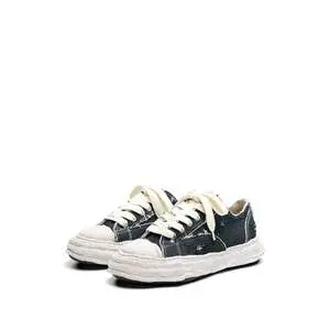 Mihara Yasuhiro Canvas Lace-up Distressed Low-top Sneakers - Black