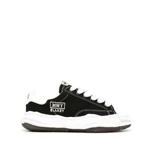 Mihara Yasuhiro Canvas Lace-up Distressed Low-top Sneakers - Black