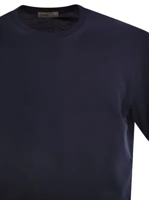 Herno Resort T-shirt In Cotton And Light Stretch Nylon - Blue