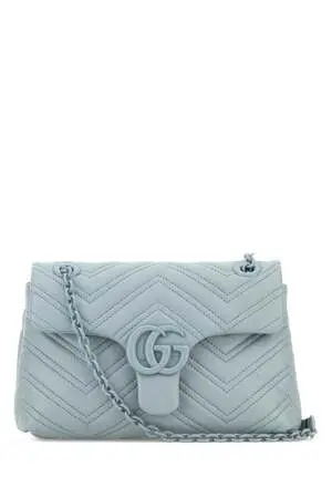 Gucci GUCCI Light Nappa Leather Small GG Marmont Shoulder Bag Blue