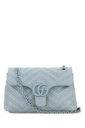 Gucci GUCCI Light Nappa Leather Small GG Marmont Shoulder Bag Blue