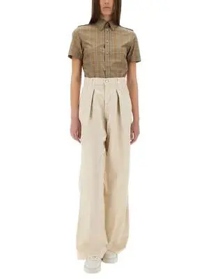 Burberry Slim Fit Cotton Check Shirt - Brown