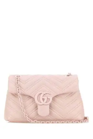Gucci Nappa Leather Small Gg Marmont Shoulder Bag - Pink