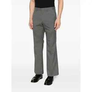 Prada Grey Virgin Wool Tailored Flare Trousers - Gray