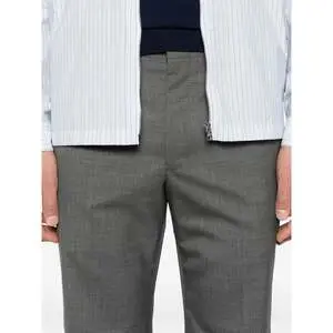 Prada Grey Virgin Wool Tailored Flare Trousers - Gray