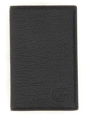 Gucci Calfskin Wallet With Embossed Logo - Black