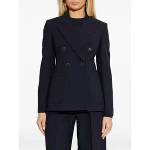 Max Mara Fitted Double-breasted Jacket With Gold-tone Buttons - Blue