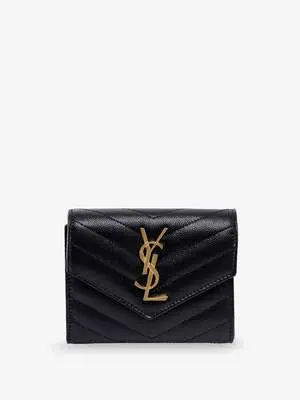 Saint Laurent Leather Wallet With Cassandre Logo On The Front - Multicolor