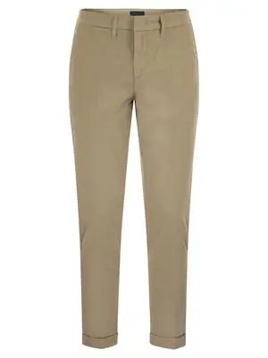 FAY Stretch Gabardine Slim Capri Trousers - Cream