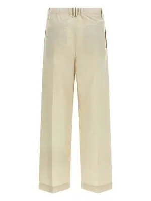 Brunello Cucinelli Wide Leg Cotton Pants - Multicolor