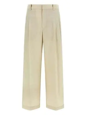 Brunello Cucinelli Wide Leg Cotton Pants - Multicolor