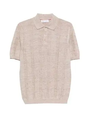 Brunello Cucinelli Linen And Cotton Blend Polo Shirt - Multicolor