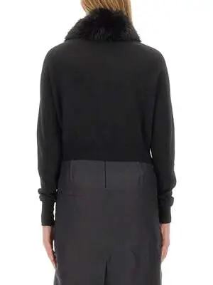 Sportmax Knit Shirt With Fur Collar