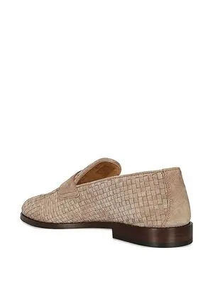 Brunello Cucinelli Suede Leather Woven Loafers