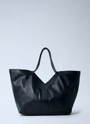 Saint Laurent Large Y-shaped Leather Tote Bag - Black
