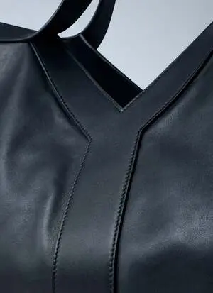Saint Laurent Large Y-shaped Leather Tote Bag - Black