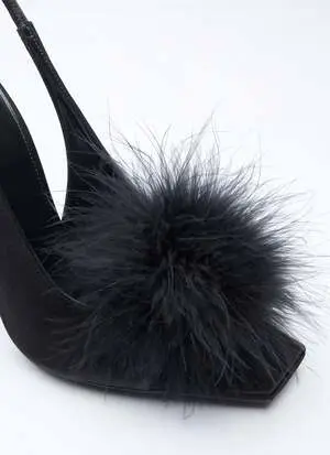 Saint Laurent Feather Embellished Slingback Sandals