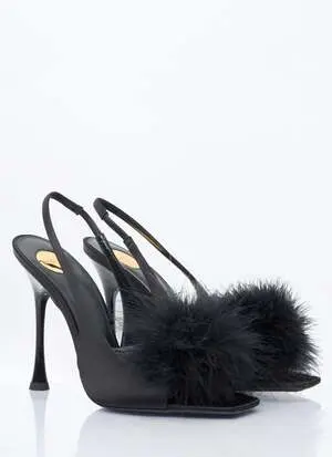 Saint Laurent Feather Embellished Slingback Sandals