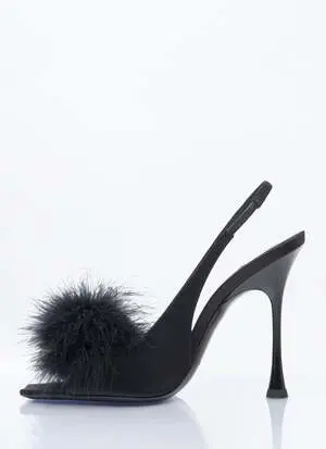 Saint Laurent Feather Embellished Slingback Sandals