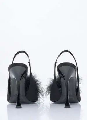 Saint Laurent Feather Embellished Slingback Sandals