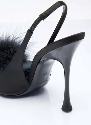Saint Laurent Feather Embellished Slingback Sandals