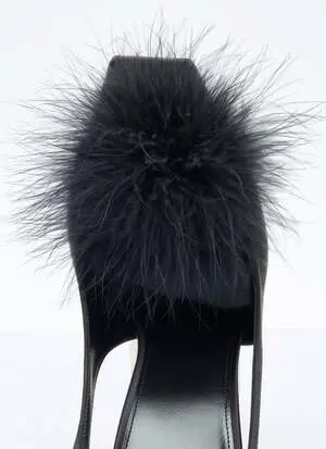 Saint Laurent Feather Embellished Slingback Sandals