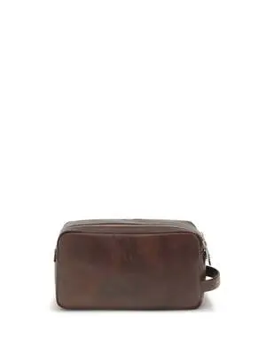 Brunello Cucinelli Leather Beauty Case - Brown