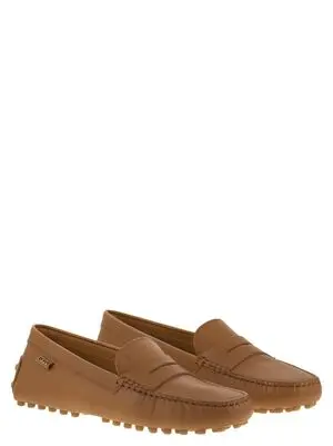 TOD'S Leather Moccasin With Rubber Sole - Multicolor