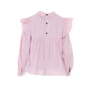 GANNI Striped Frill Blouse