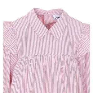 GANNI Striped Frill Blouse