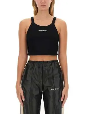 Palm Angels Cropped Tank Top - Black