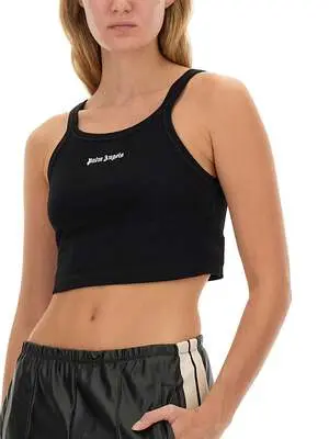 Palm Angels Cropped Tank Top - Black