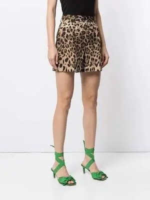 Dolce & Gabbana Leopard Print Cotton Shorts - Multicolor