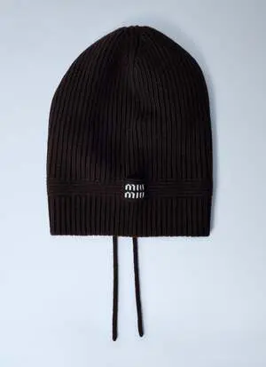 Miu Miu Logo Motif Beanie Hat